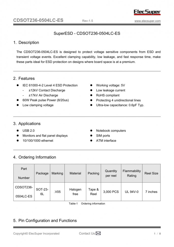 CDSOT236-0504LC-ES datasheet page 1
