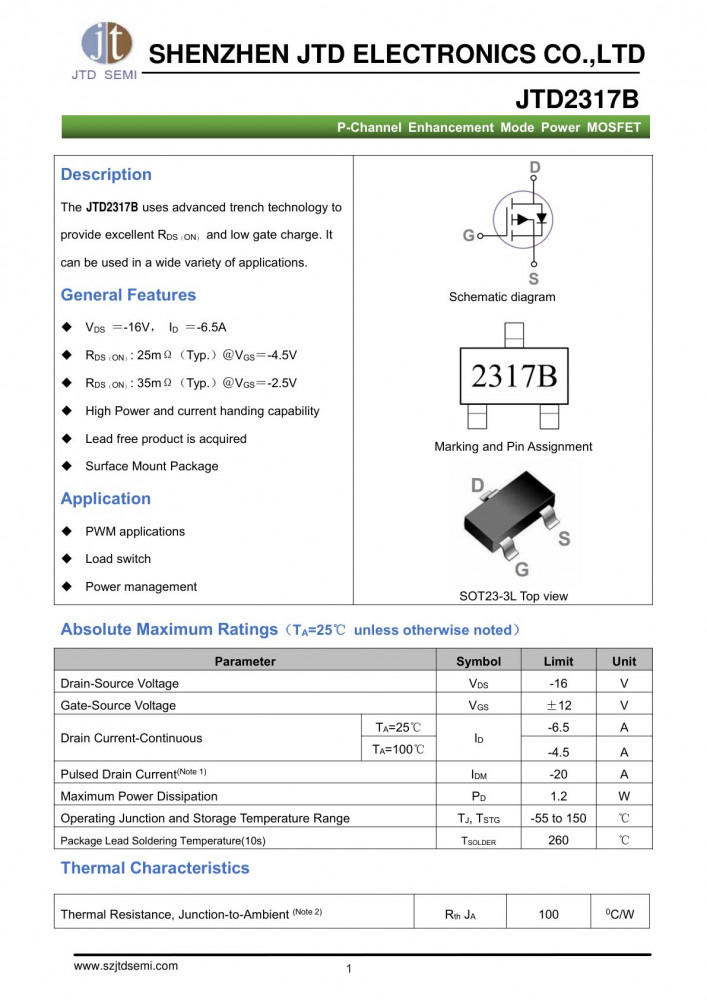 JTD2317B datasheet page 1