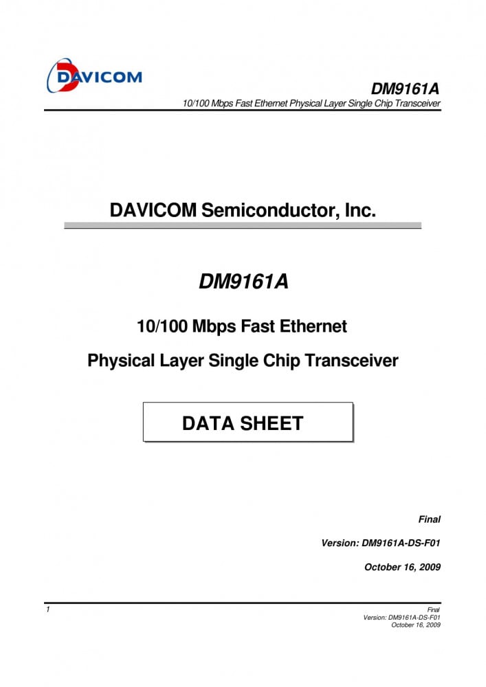 DM9161A datasheet page 1