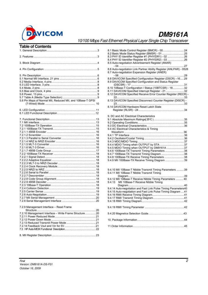 DM9161A datasheet page 2