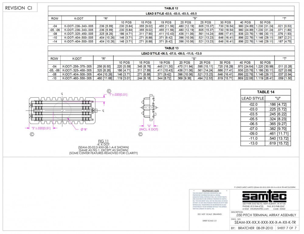 Samtec SEAM drawing page 7