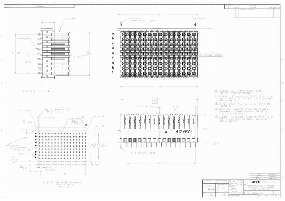 TE Connectivity 1410964-1 controlled drawing preview