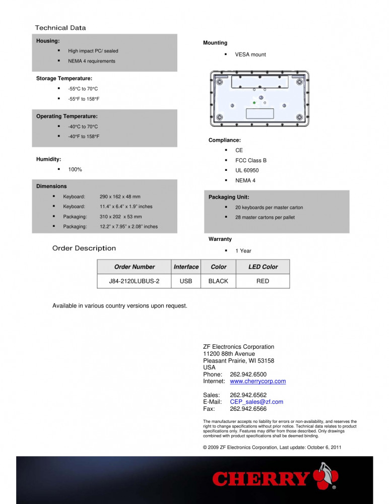 J84-2120 series product document, page 2