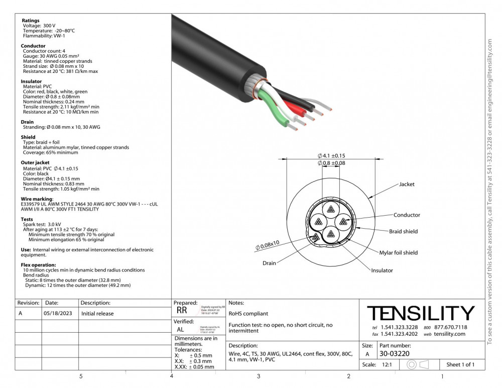 Tensility International 30-03220 product drawing preview