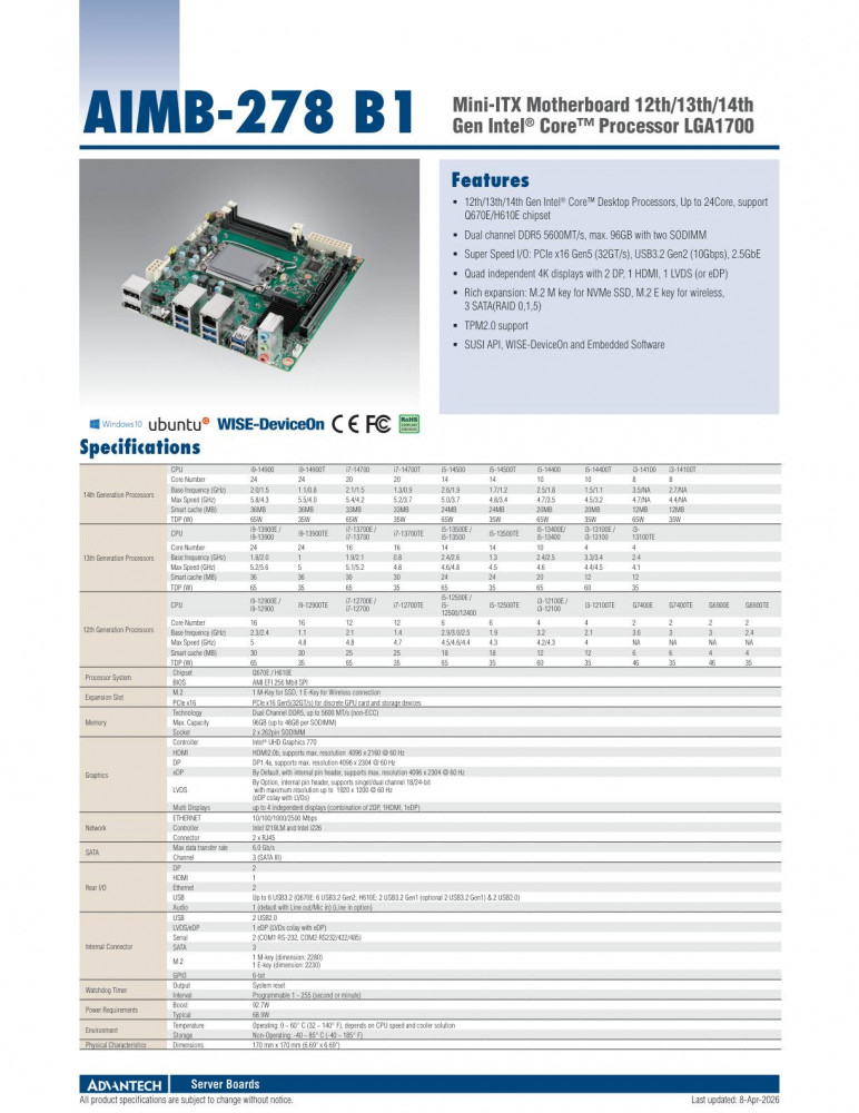 AIMB-278 product document page 1