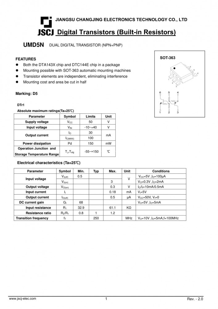 UMD5N datasheet page 1