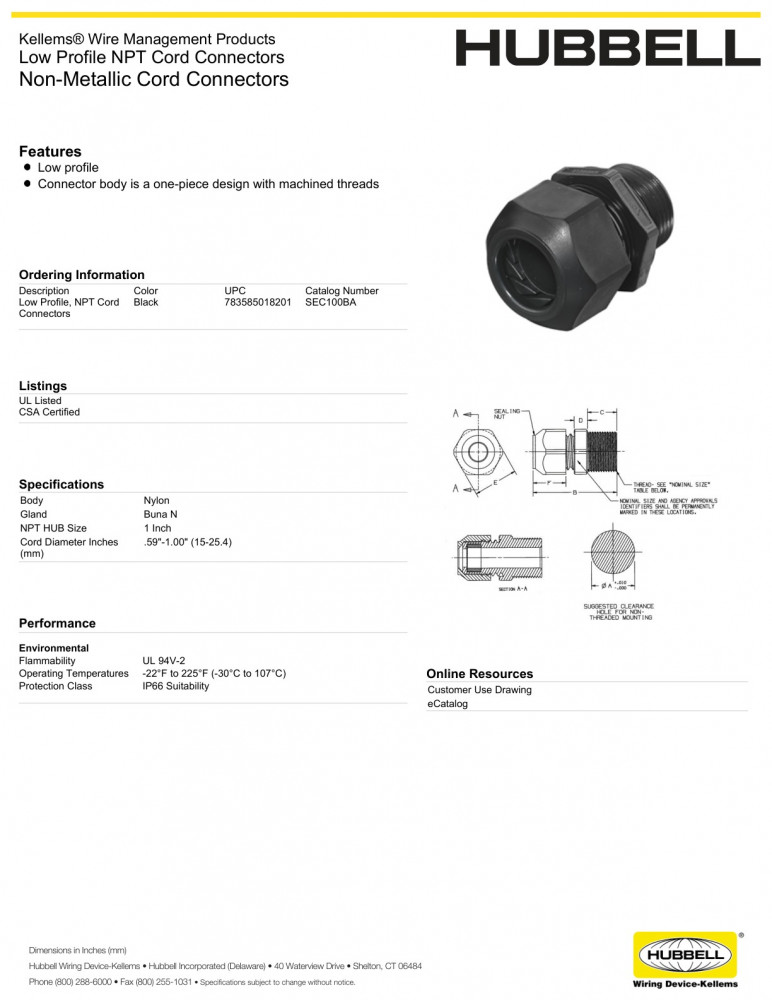 SEC100BA product documentation image