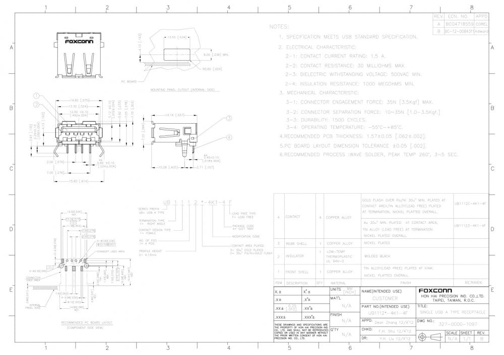 FOXCONN UB1112C-4K1-4F technical document preview