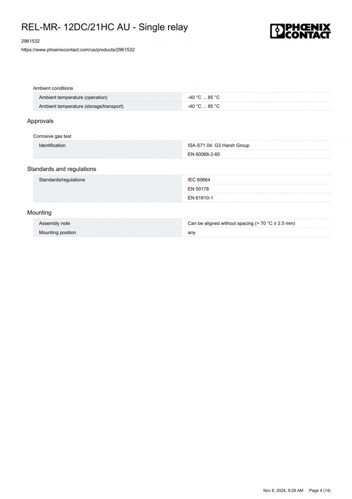 Phoenix Contact 2961532 technical document page 4