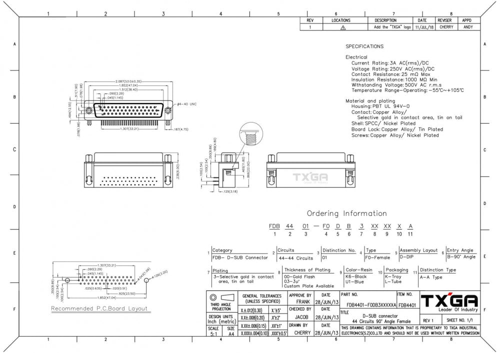 FDB4401-F0DB301K6KA technical document preview
