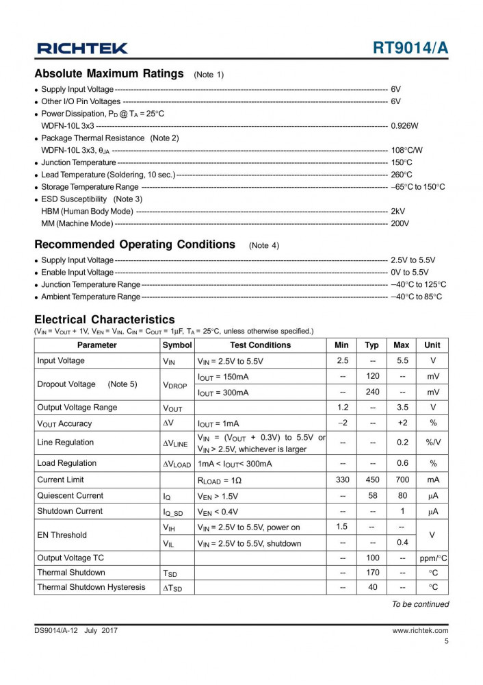 RT9014 datasheet page 5