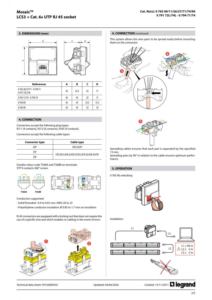 Legrand product documentation, page 2