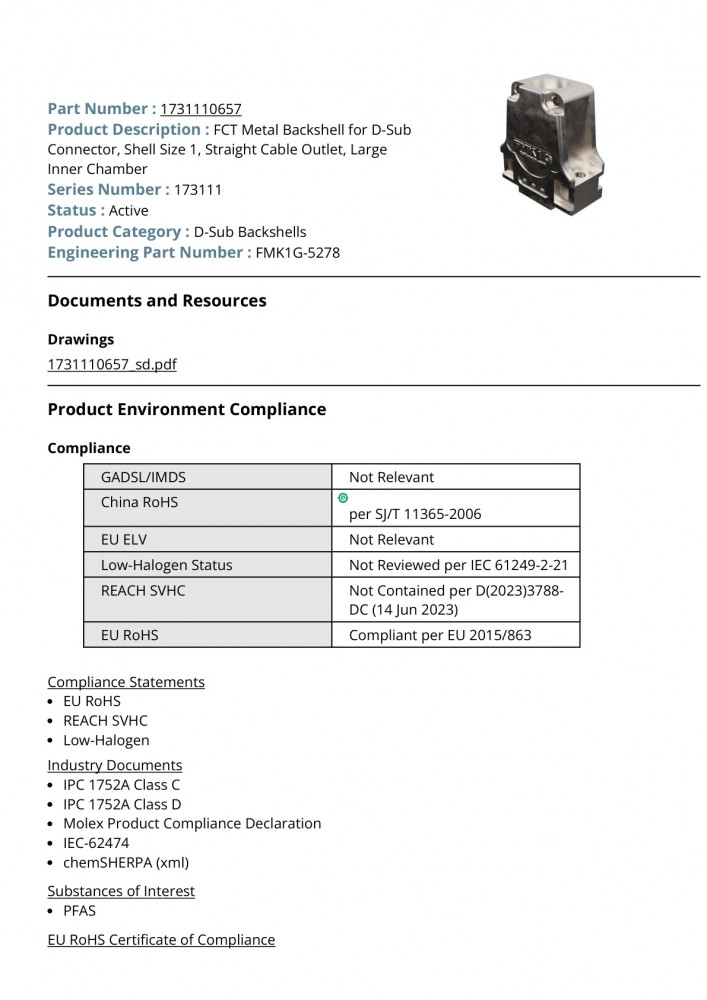MOLEX 1731110657 drawing page 1