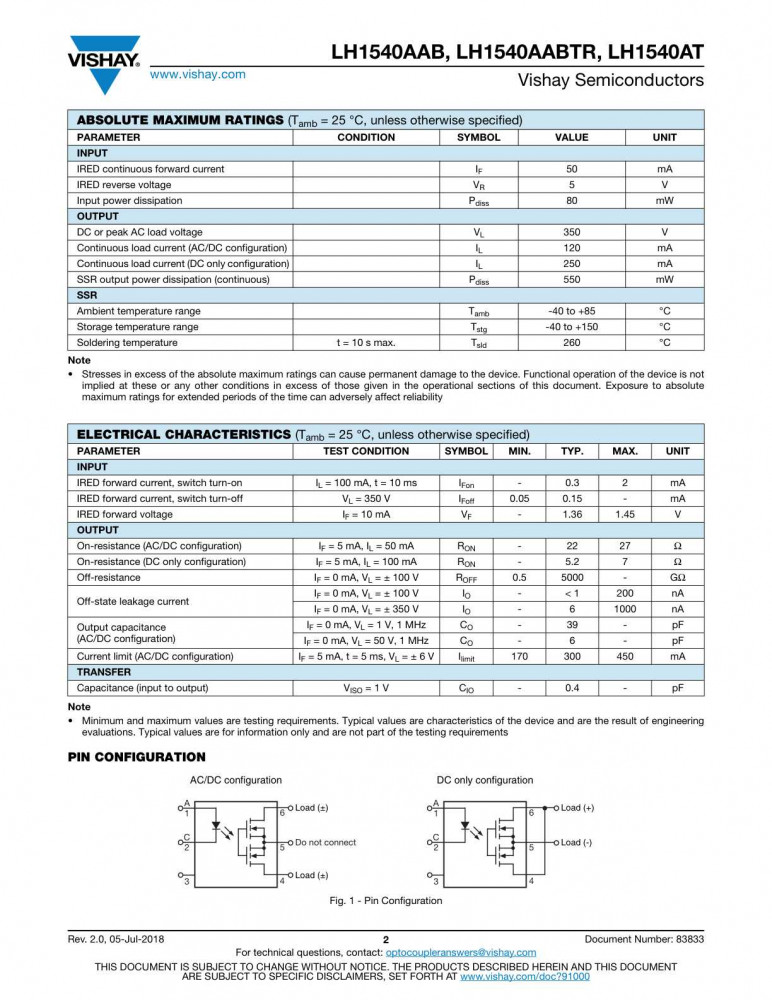 LH1540 datasheet page 2