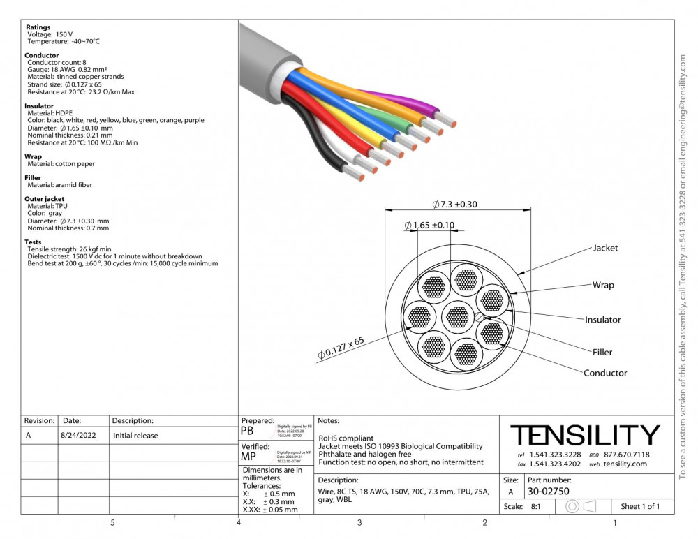 Tensility International 30-02750 product drawing preview