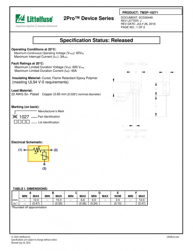 TM2P-10271-2 technical specification page 1