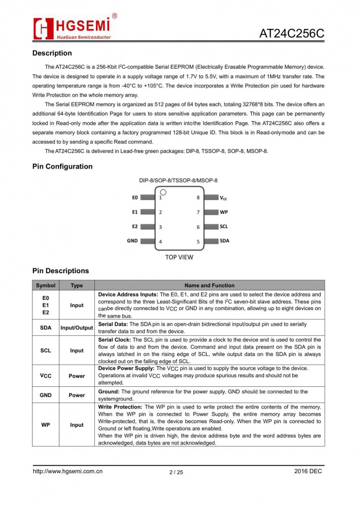 AT24C256CN datasheet page 2