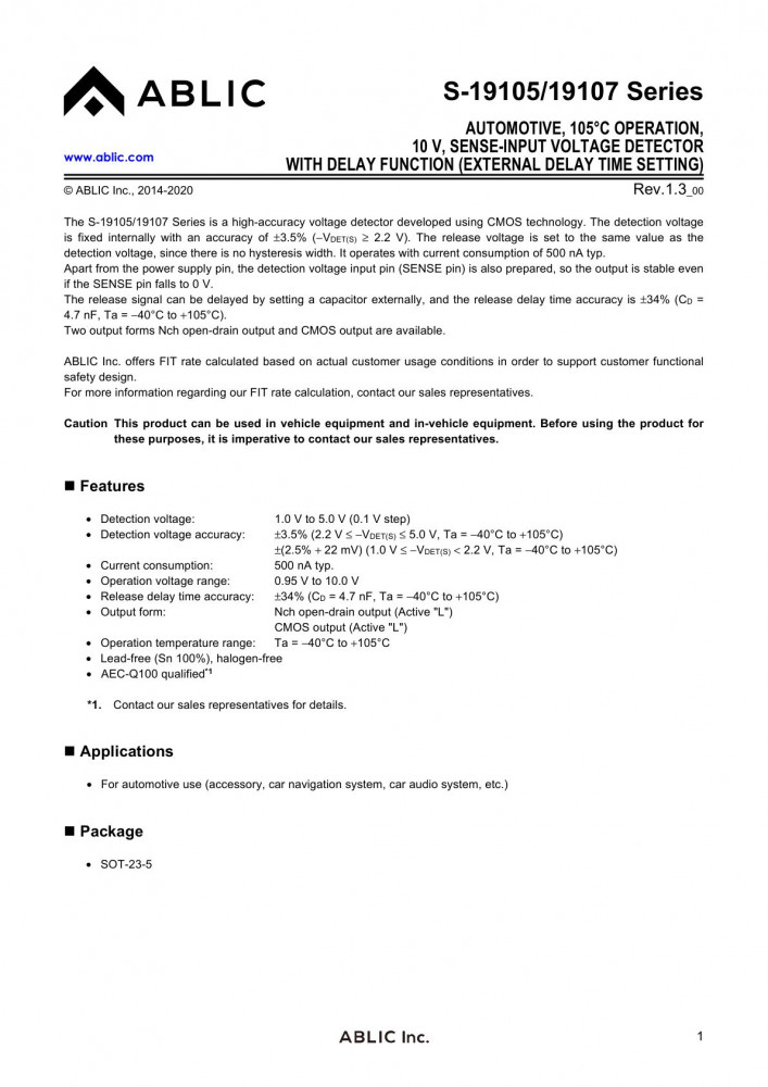 S-19105/19107 datasheet page 1