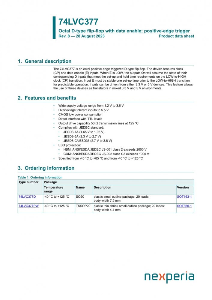 74LVC377 datasheet page 1