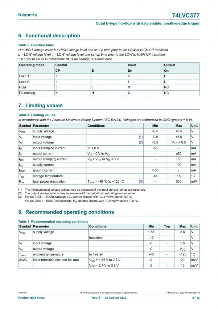 74LVC377 datasheet page 3