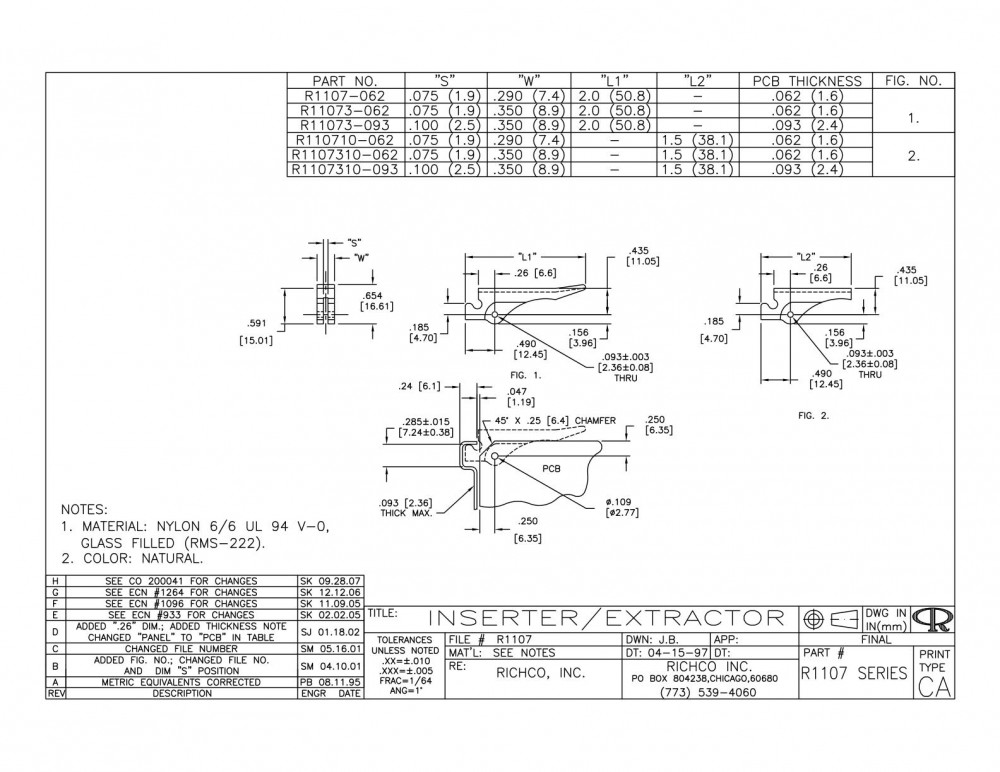 Essentra R110710-062 technical document page