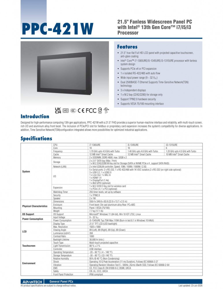 PPC-421W technical document page 1