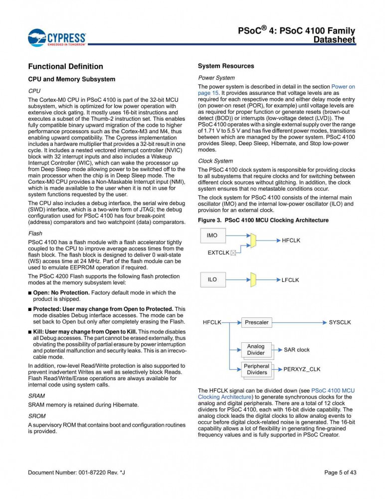CY8C4125LQI-483 document page 5