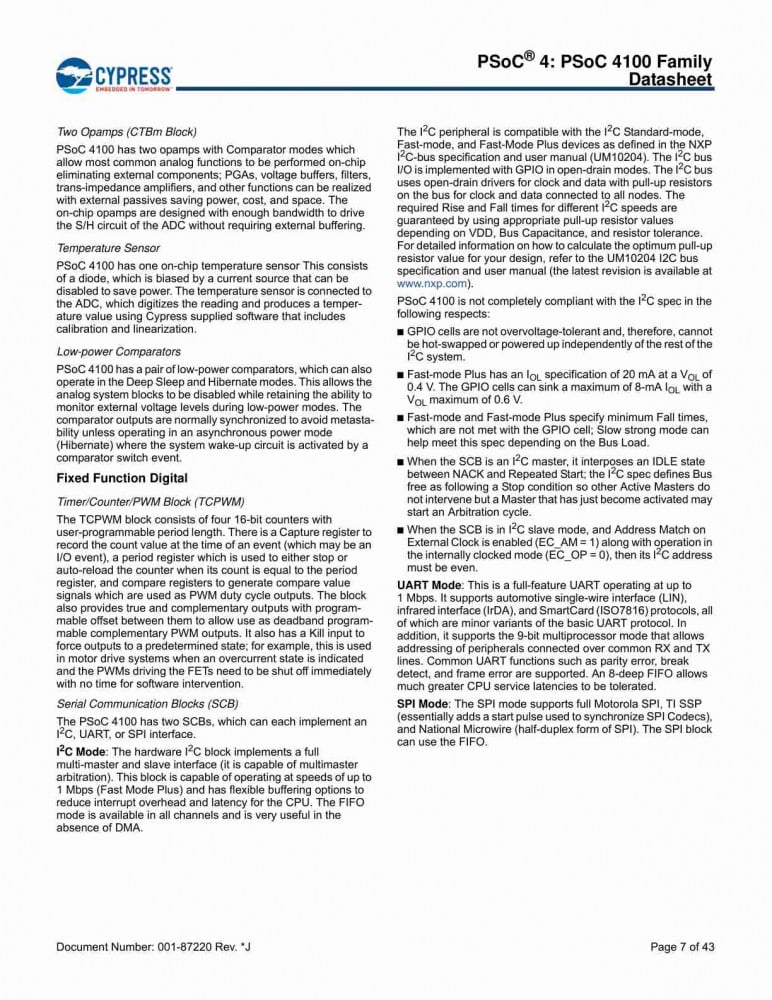CY8C4125LQI-483 document page 7