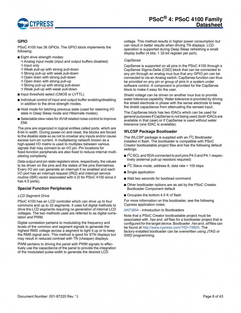 CY8C4125LQI-483 document page 8