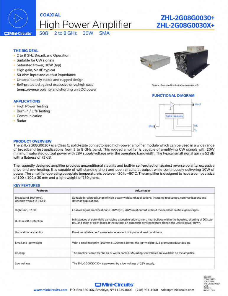 ZHL-2G08G0030X+ datasheet page 1