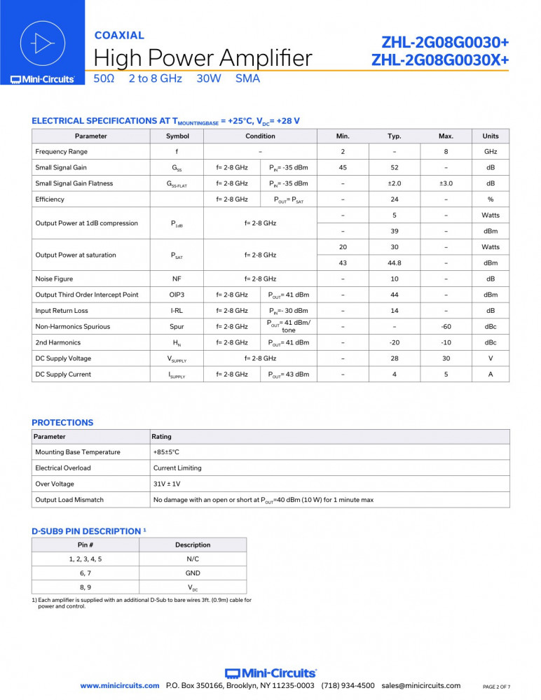 ZHL-2G08G0030X+ datasheet page 2