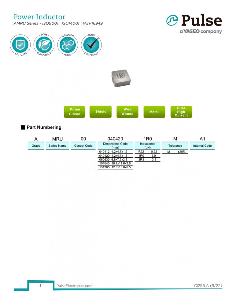 Chilisin AMRU datasheet page 1
