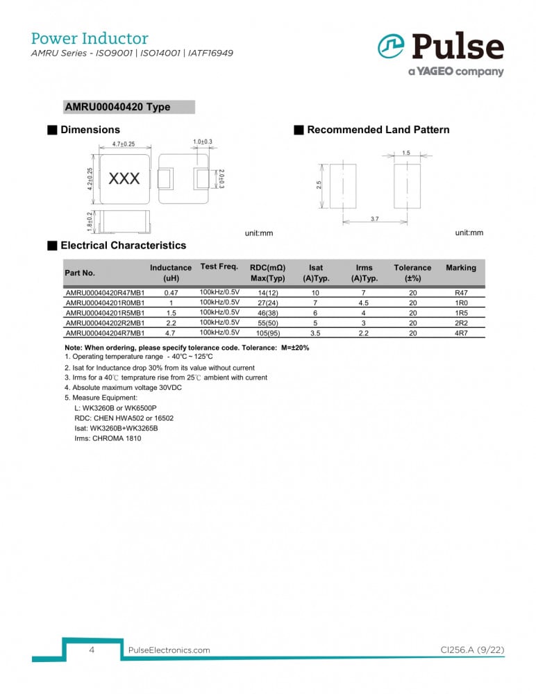 Chilisin AMRU datasheet page 4