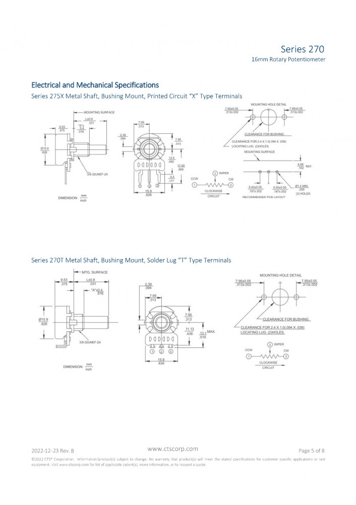 CTS Series 270 datasheet page 5