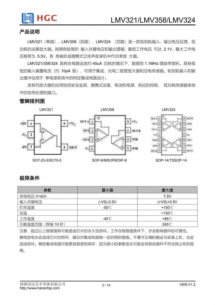 LMV358IDGKRG datasheet page 2