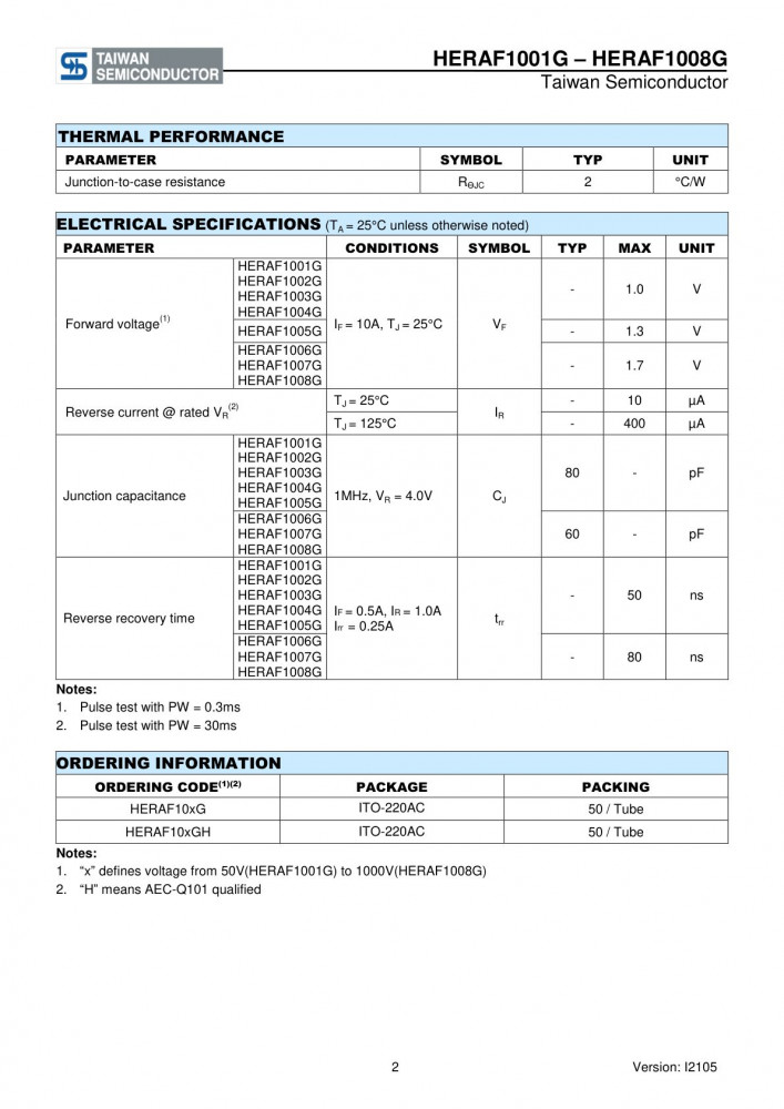 HERAF1008G technical document page 2