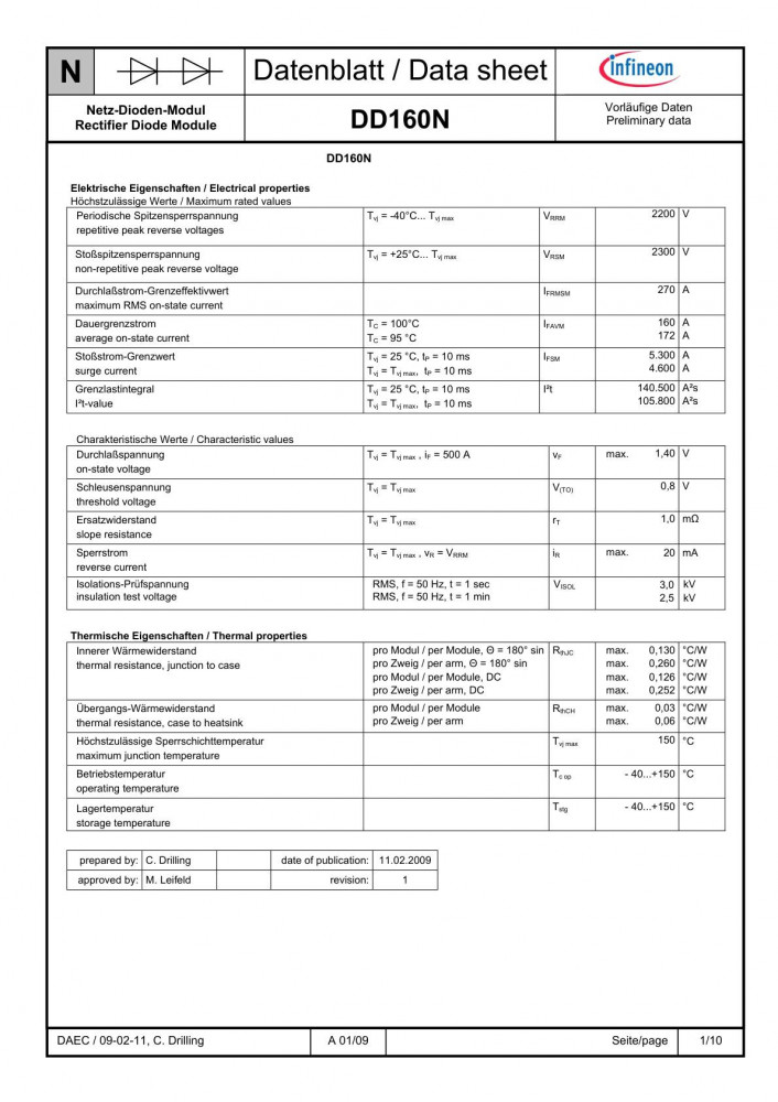 DD160N22K datasheet page 1