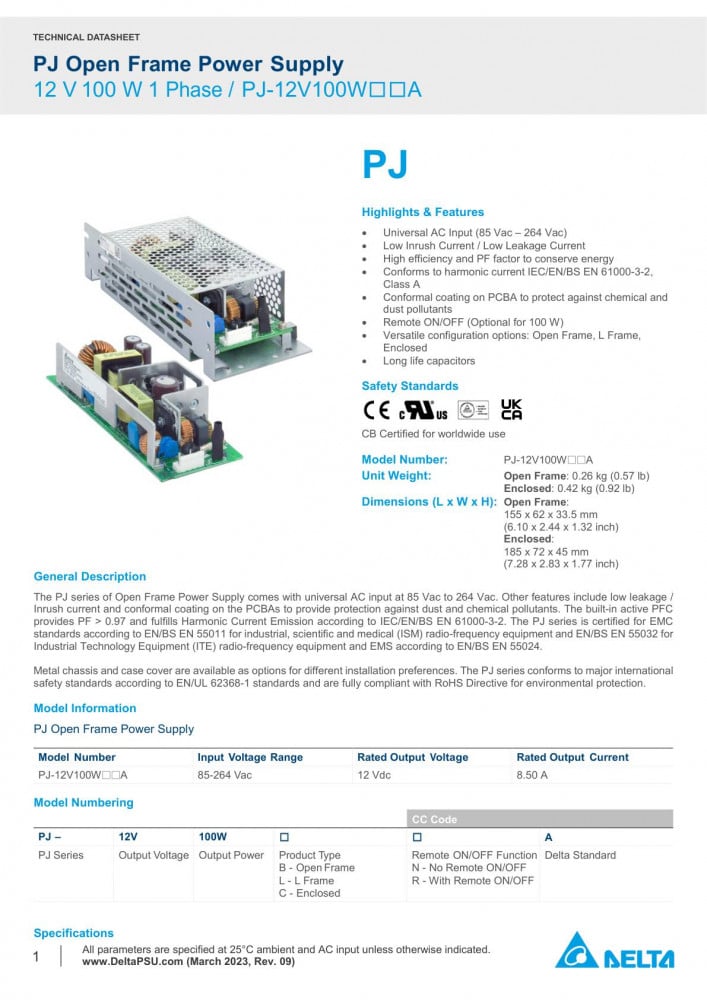 PJ-12V100WCRA datasheet page 1