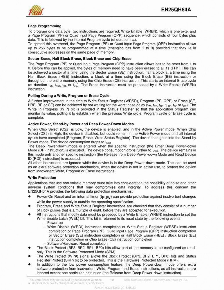EN25QH64A datasheet page 10