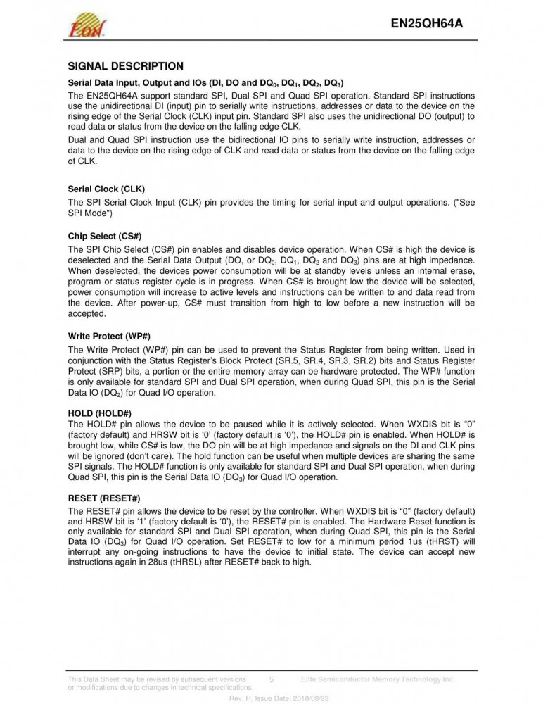EN25QH64A datasheet page 5