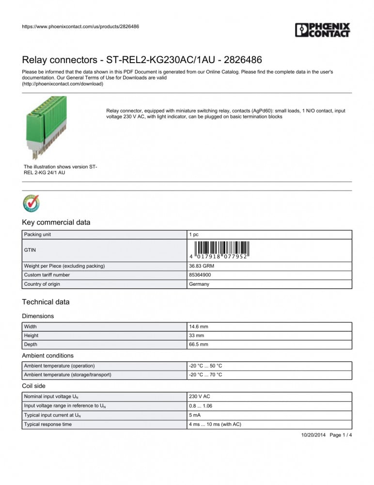 2826486 product document page 1