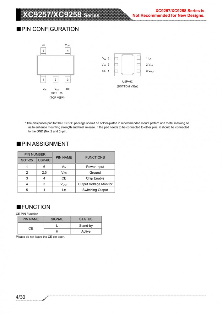 XC9258 datasheet page 4