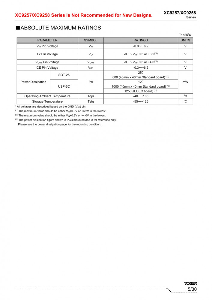 XC9258 datasheet page 5