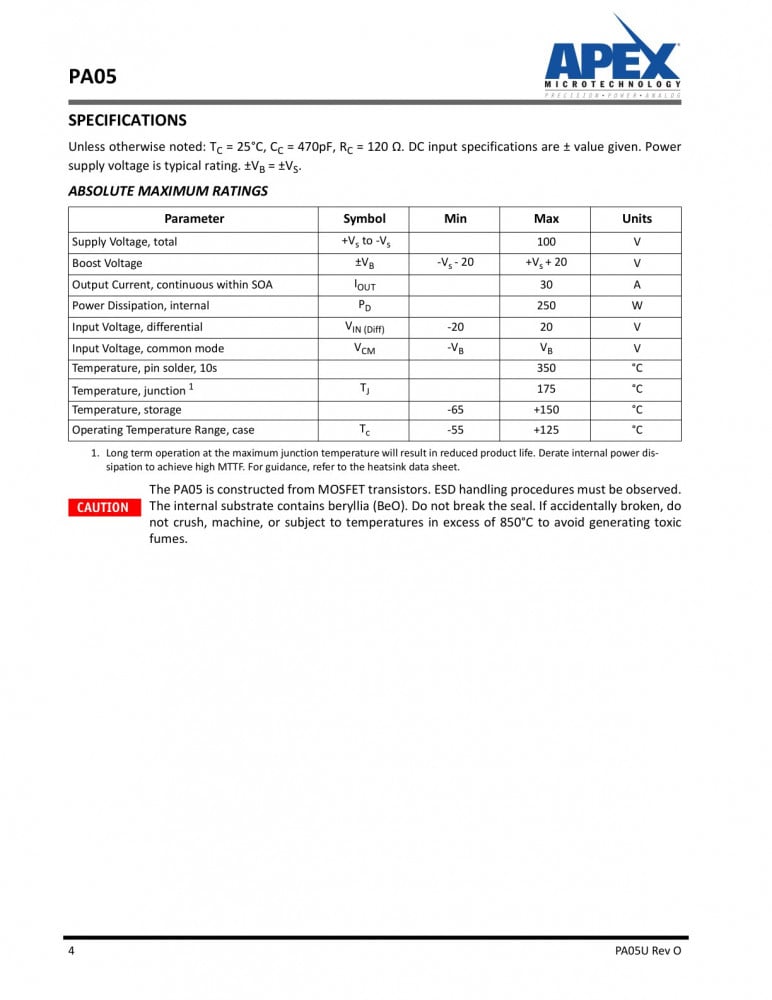 PA05 datasheet page 4