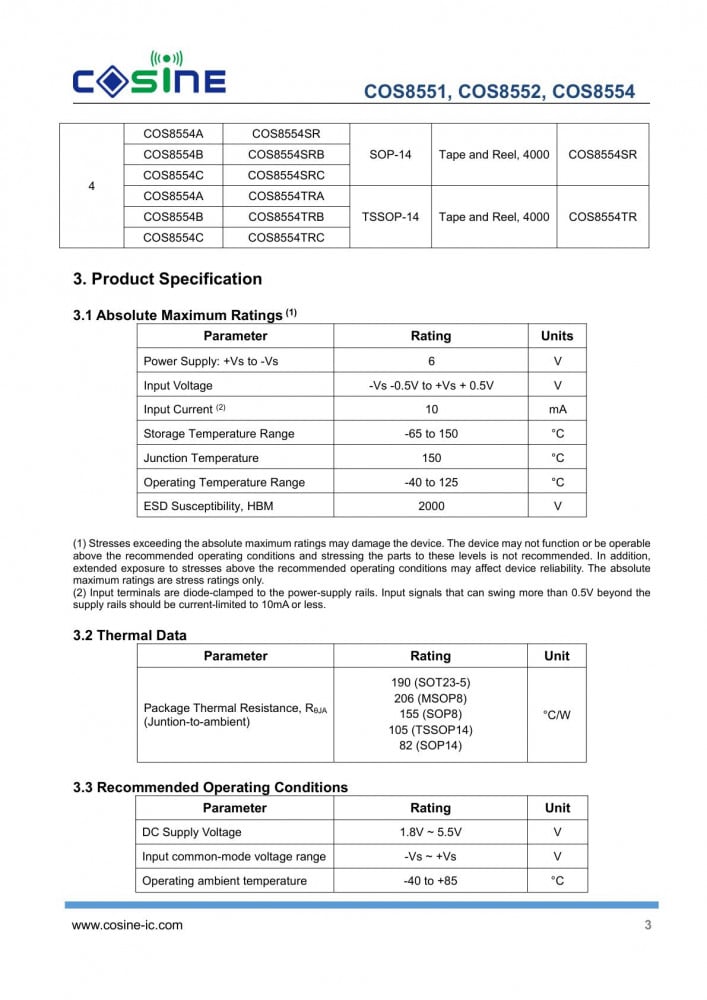COS8552SRA datasheet page 3