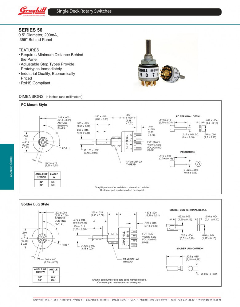 Grayhill Series 56 technical document page 1