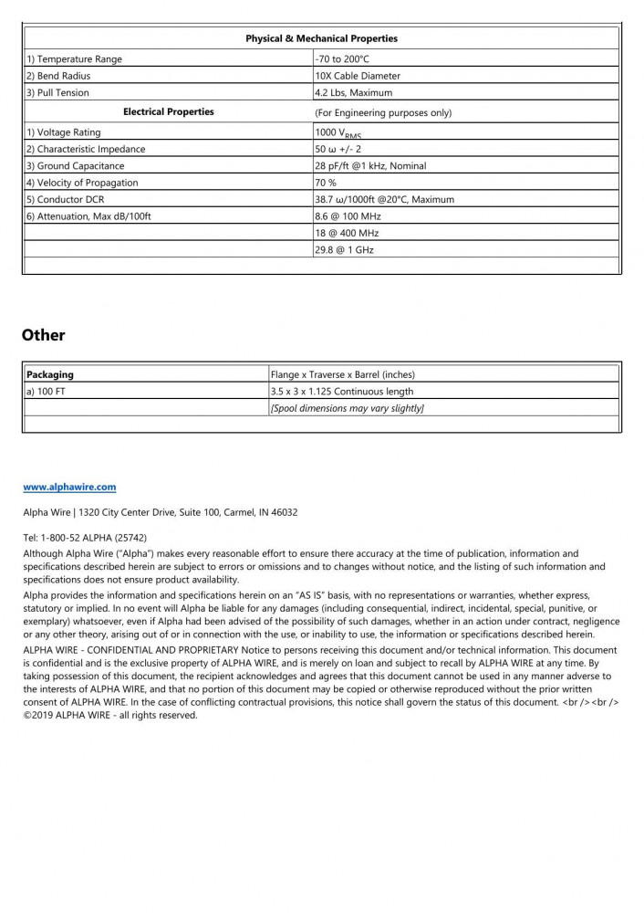 Alpha Wire 9849 BK005 technical document page 2
