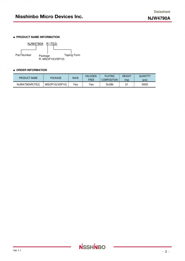 NJW4790A datasheet page 2