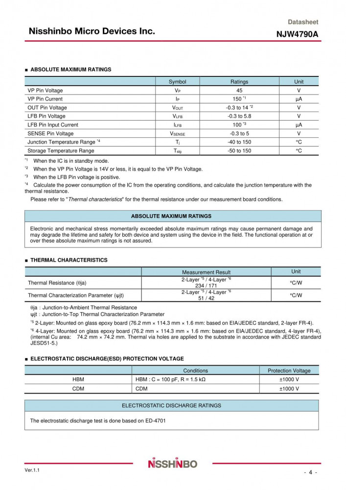 NJW4790A datasheet page 4