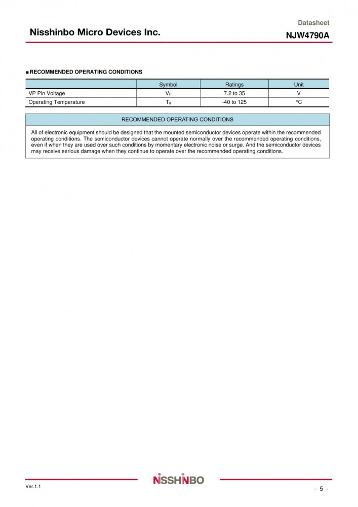 NJW4790A datasheet page 5